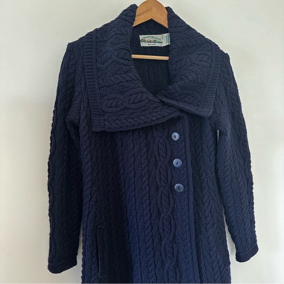 Aran Crafts | Sweaters | Aran Crafts Navy Blue Cable Knit Long Merino ...